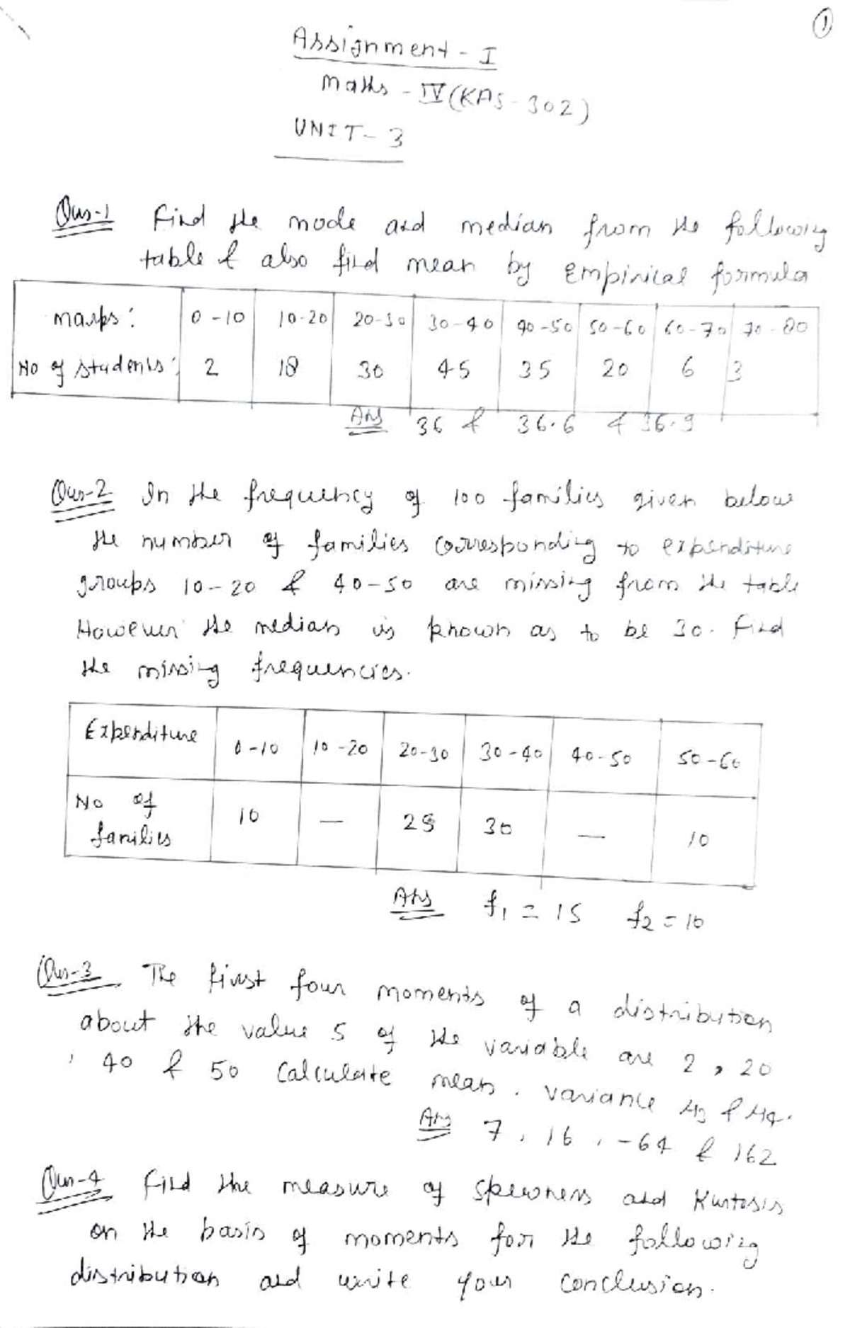 KAS-302 Unit 3 Assignment: Statistical Analysis and Data Interpretation - Studocu