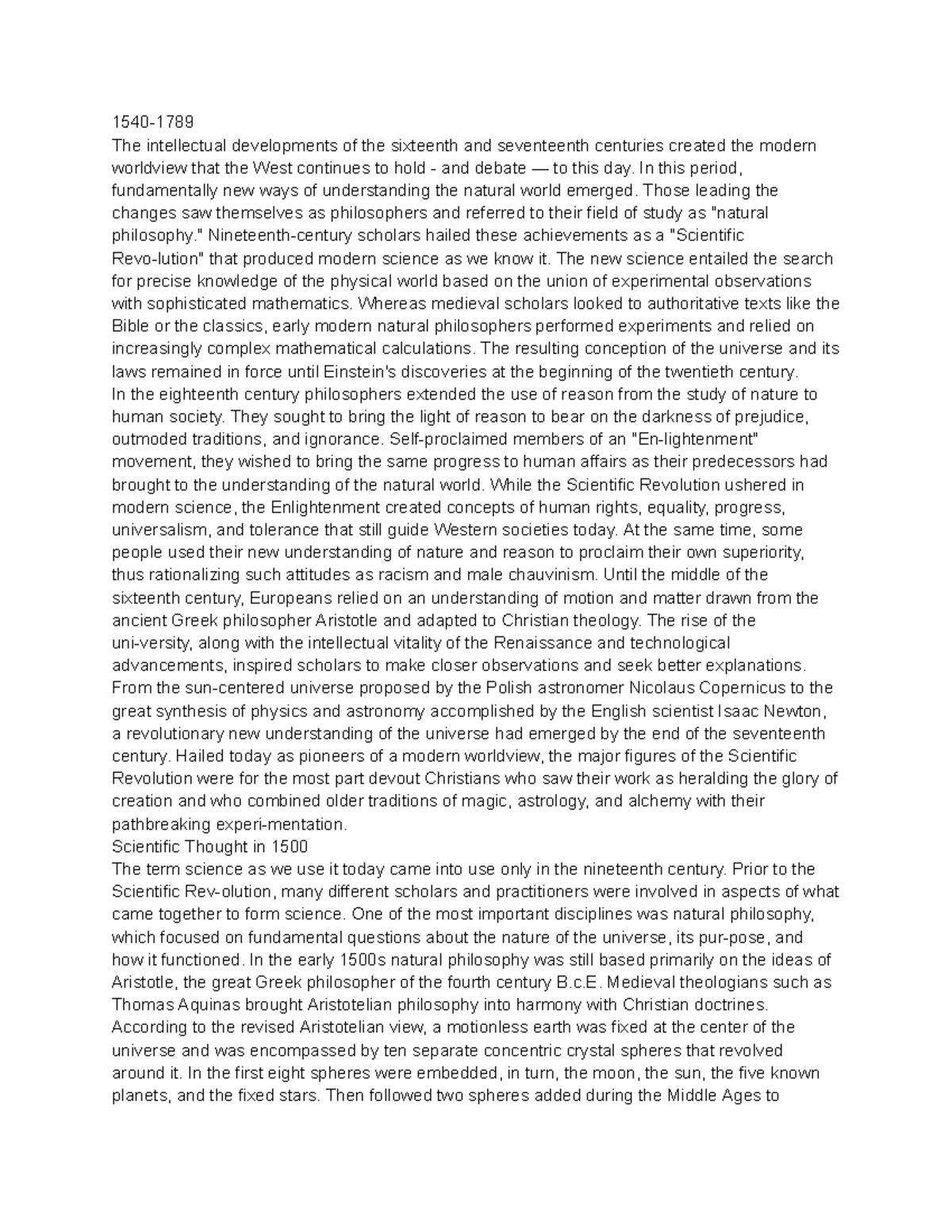 Scientific Revolution: Key Thinkers and Theories (1540-1789) - 1540 ...