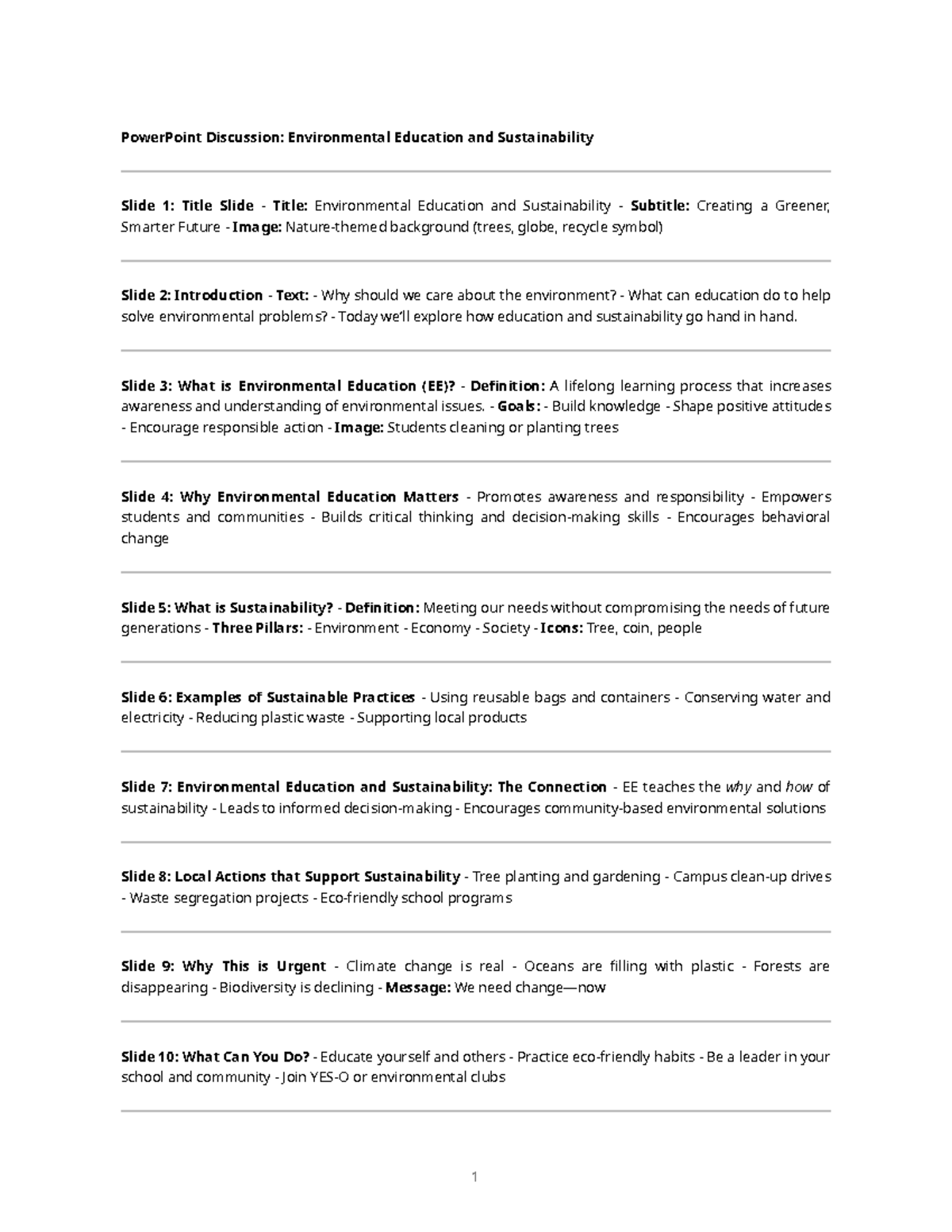 ENV 101: Environmental Education & Sustainability Overview - Studocu