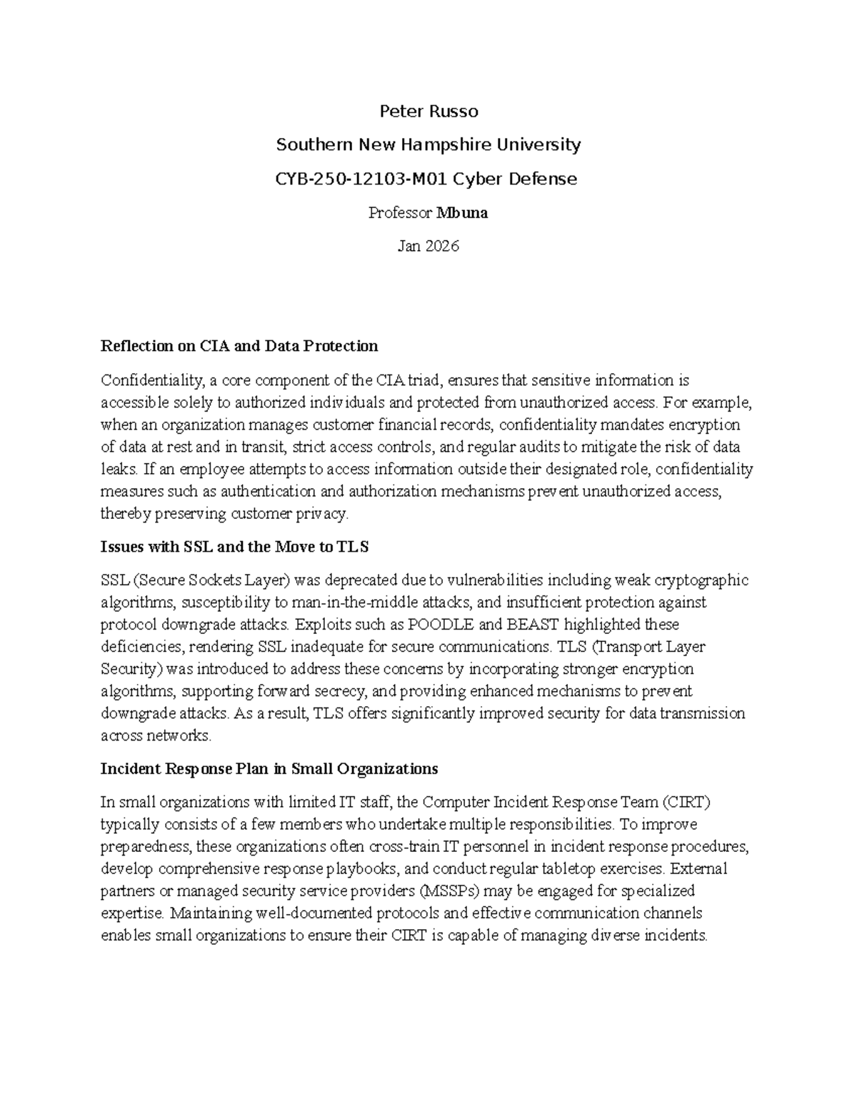 CYB-250 Module 2: Breach Analysis & CIA Reflection by Peter Russo - Studocu