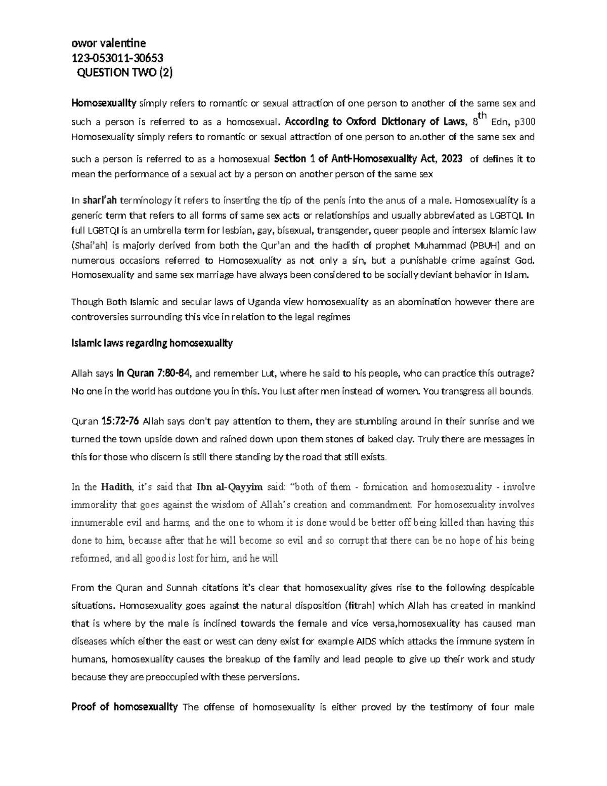 Islamic Law on Homosexuality: Analysis and Implications (VAL 2023 ...