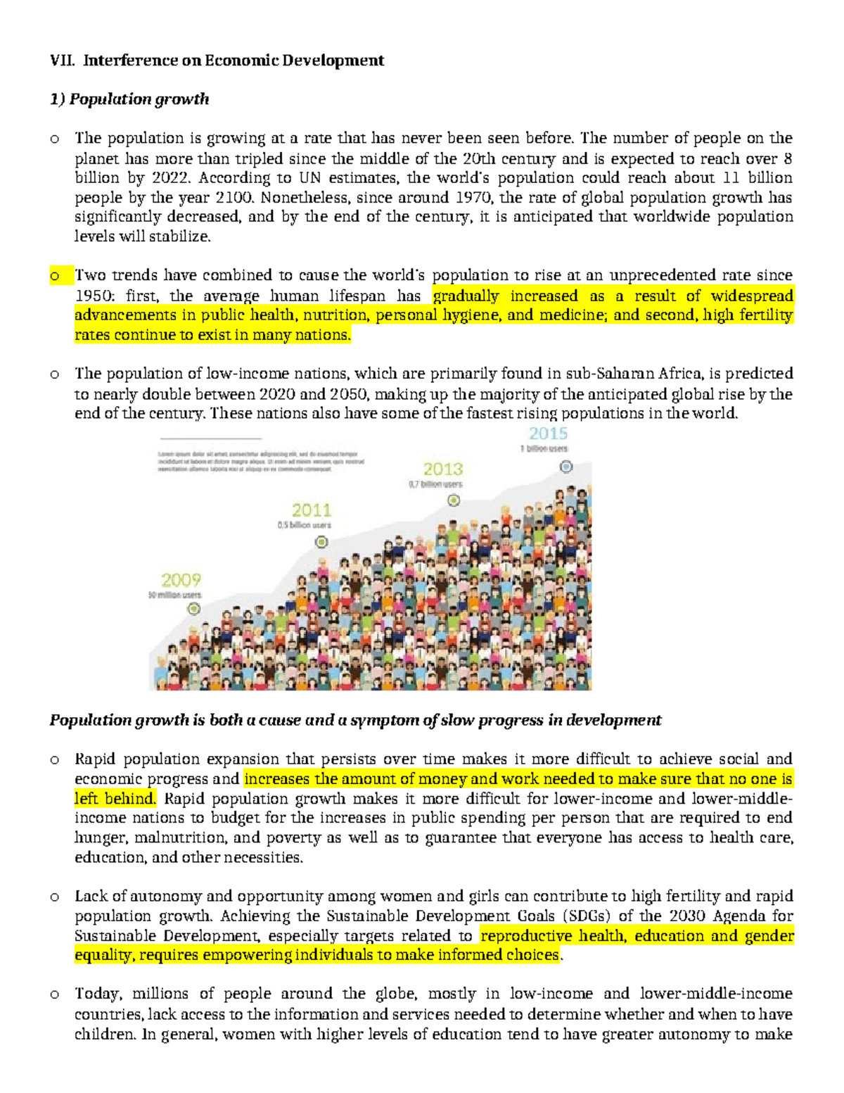 VII. Interference on Economic Development: Population Growth Insights - Studocu