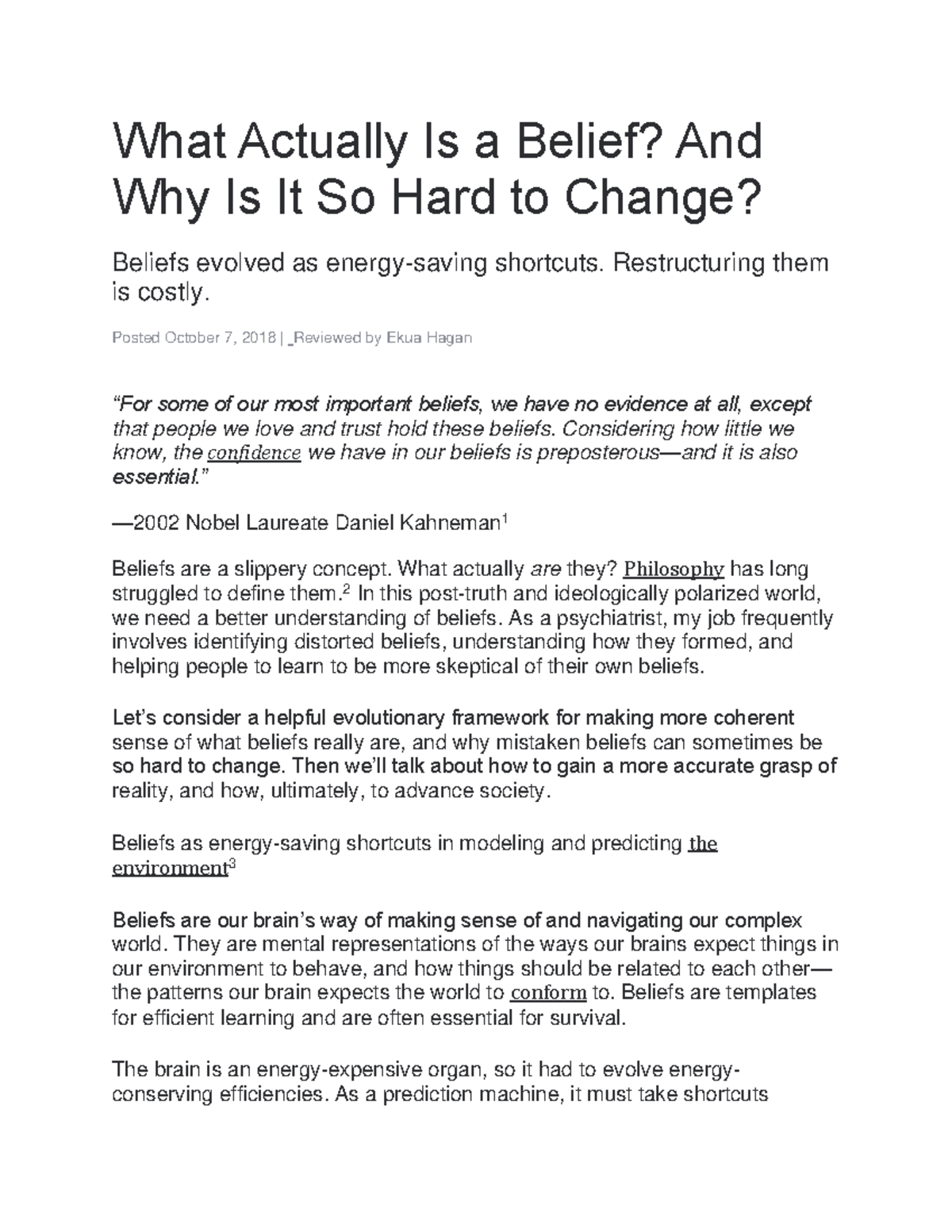 Understanding Beliefs: Their Evolution and Challenges in Change - What ...