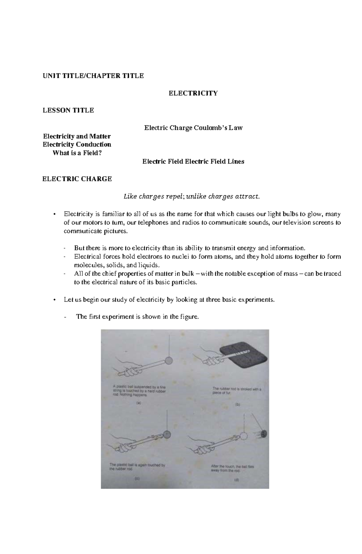 Electricity - Electric Charge , Coulomb’s Law , Electricity and Matter ...