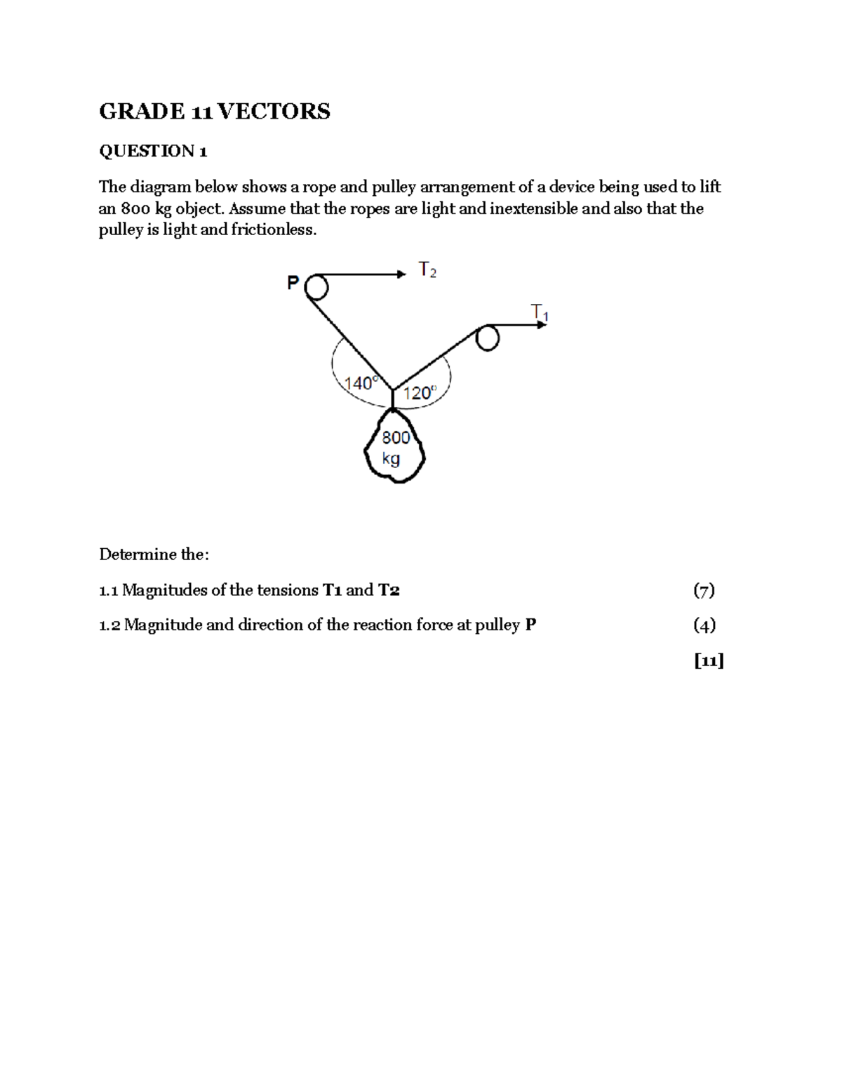 Grade 11 physics practice material: Vectors and forces analysis - Studocu