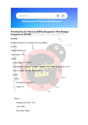 Practical No.16 WPD - and R Search Welcome to Practicalkida Practical No: Work with different ...