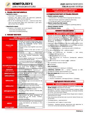 HEMA 2 LEC WEEK 1 - Lecture notes with side notes from Prof and Rodak's ...
