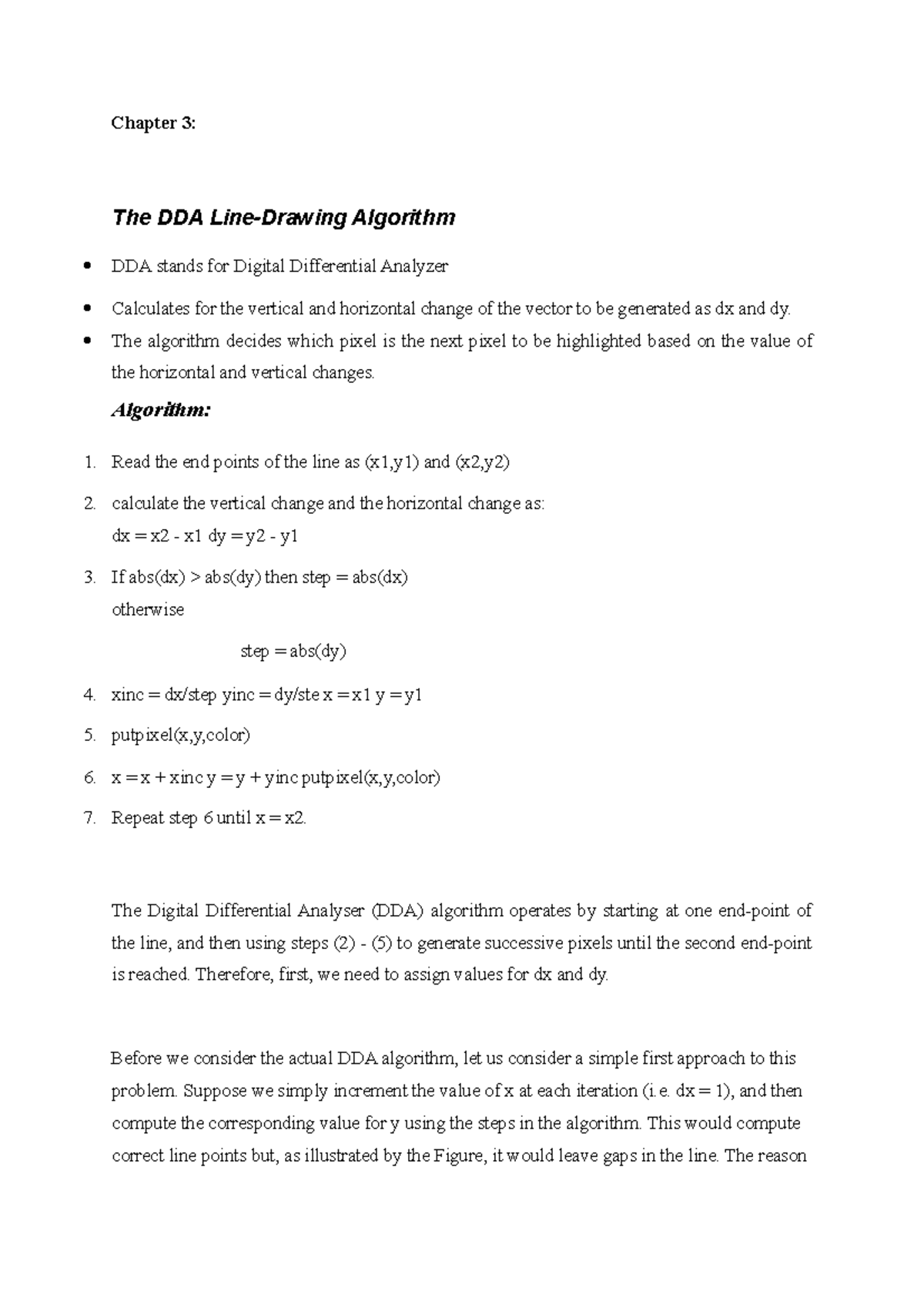 Chapter 3: Understanding the DDA Line-Drawing Algorithm - Studocu
