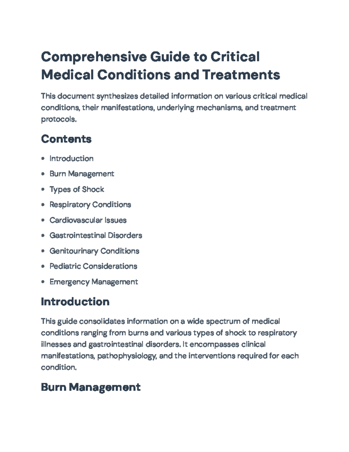 Comprehensive Guide on Critical Medical Conditions and Treatments ...