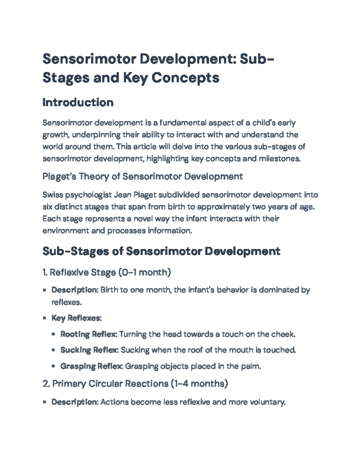 Understanding Sensorimotor Development: Key Stages and Concepts ...