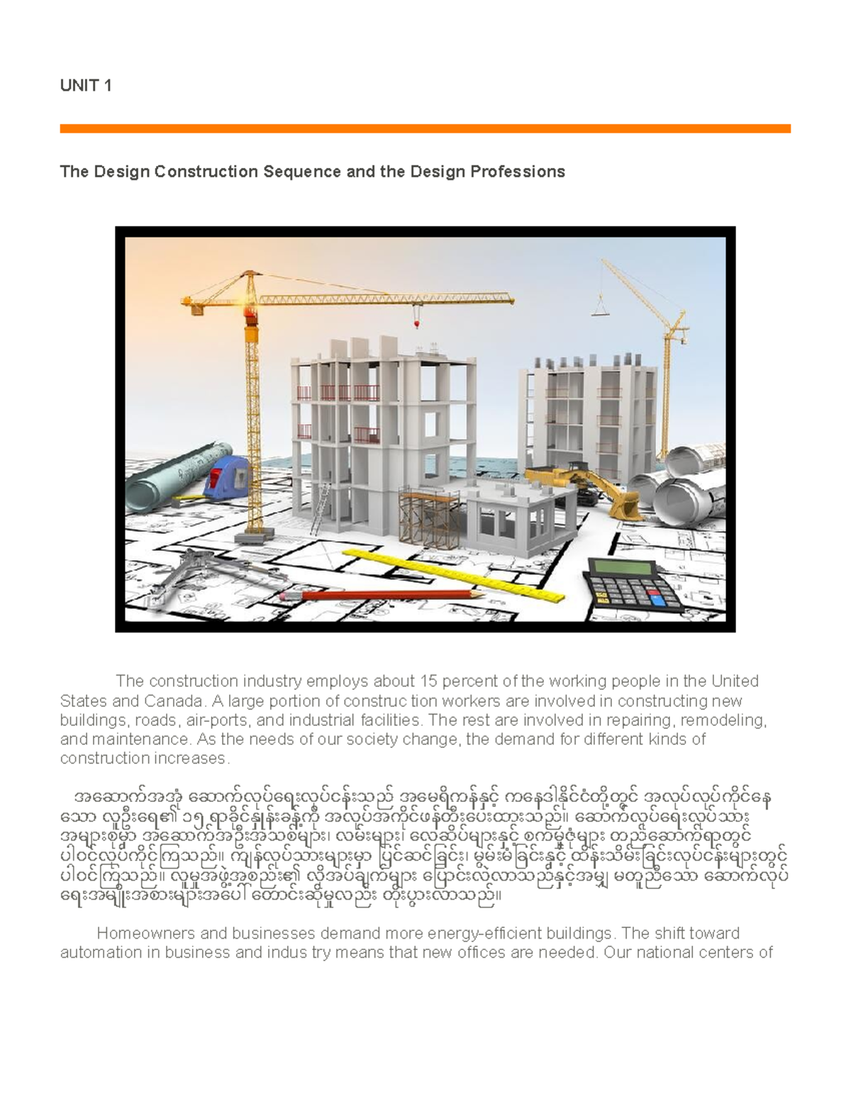 2T Civil UNIT 1: Design Construction Sequence & Professions - Studocu
