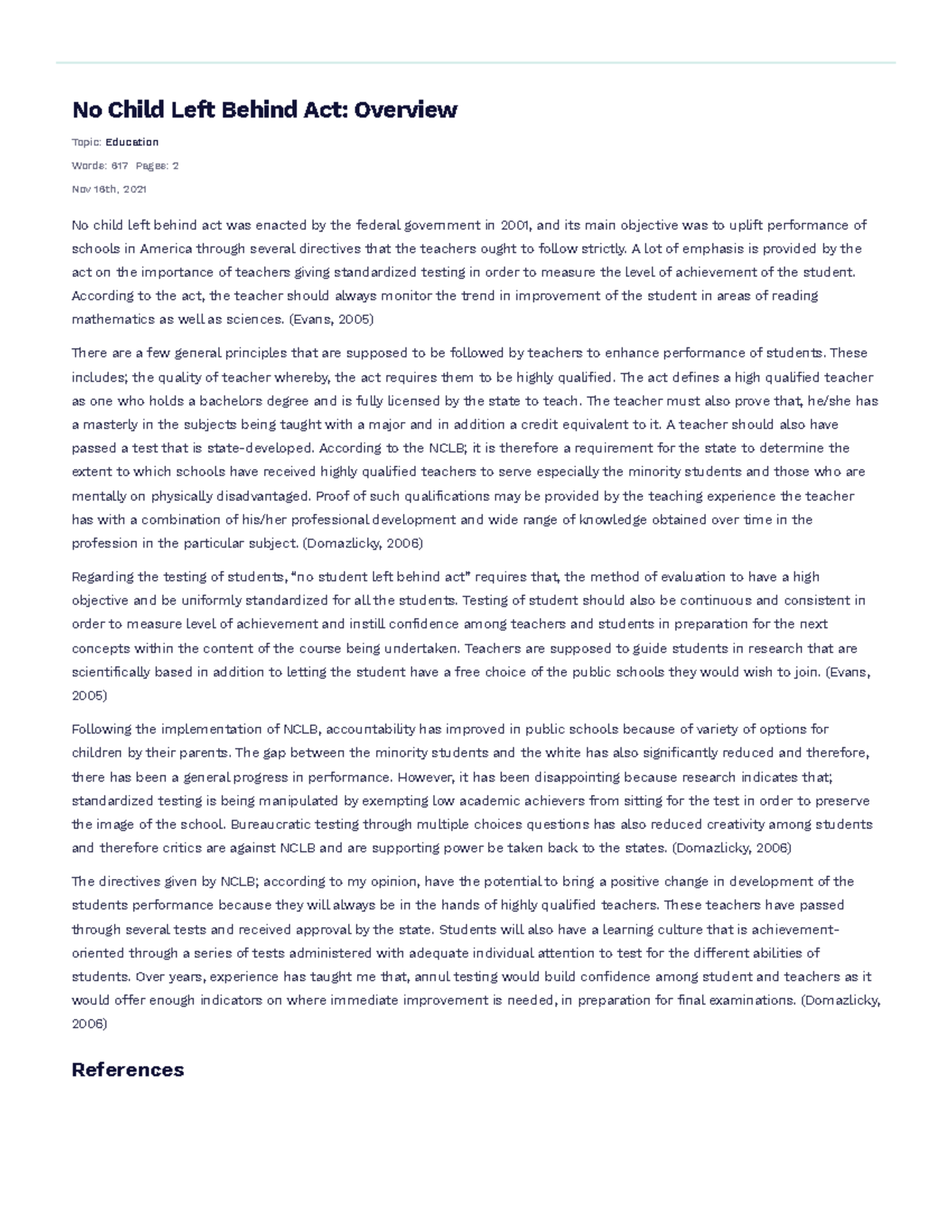No Child Left Behind Act (NCLB): Overview & Implications on Education ...