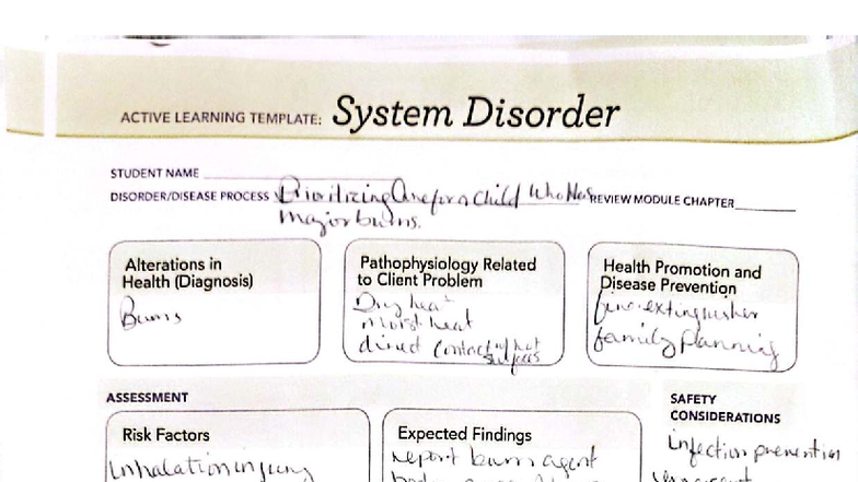 ACTIVE LEARNING TEMPLATE: Major Burns & Pathophysiology (NURS 101 ...