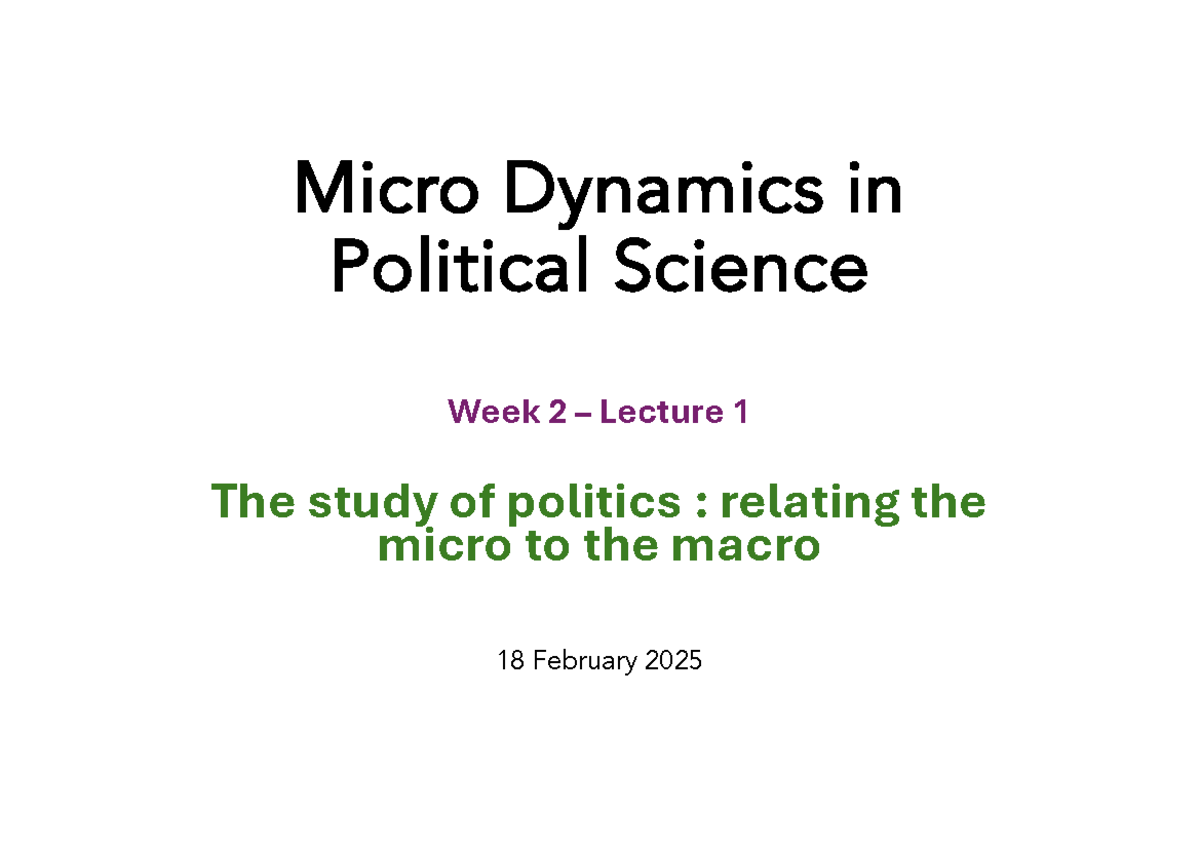 Understanding Micro & Macro Dynamics in Political Science - POL 101 ...