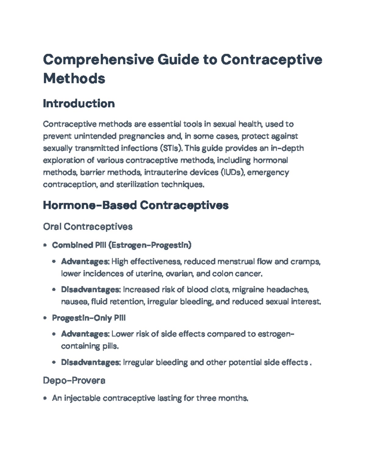 Comprehensive Guide to Contraceptive Methods: Options and ...