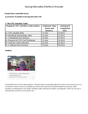 C790 - Foundations in Nursing Informatics - Studocu