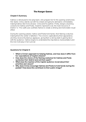 Chapter 3-4 - The Hunger Games Chapter 3 Summary Katniss and Peeta ...