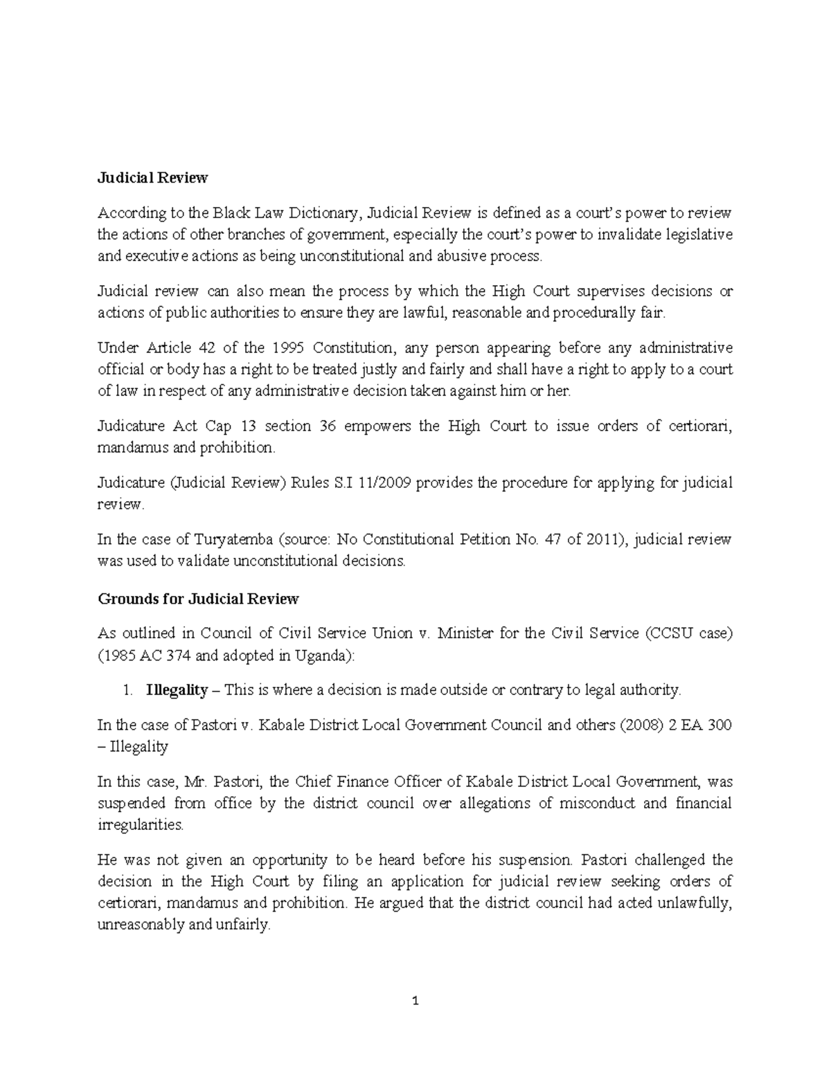 Judicial Review Insights: Key Concepts and Case Studies (LAW 101) - Studocu