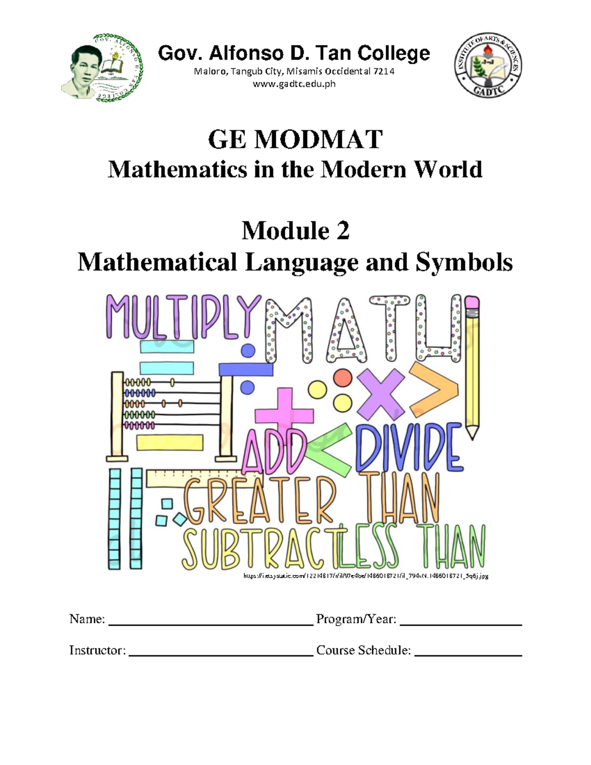 Module 2 - Mathematical Language and Symbols - GE MODMAT Mathematics in ...