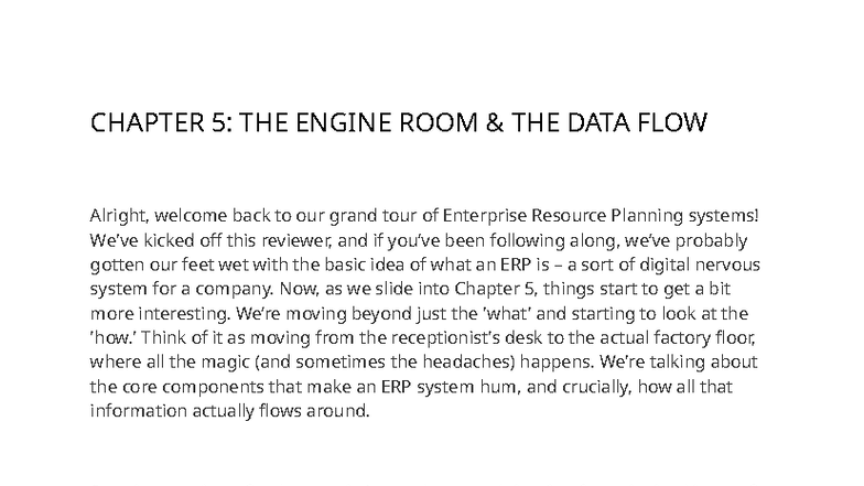 ERP Systems in the Modern Era - CHAPTER 5: THE ENGINE ROOM & THE DATA ...