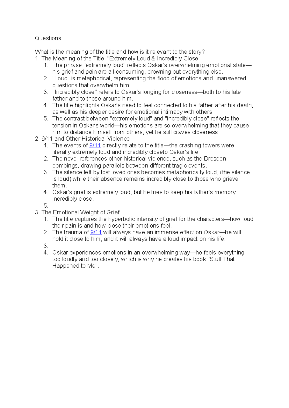 Socratic Seminar Questions on "Extremely Loud and Incredibly Close ...