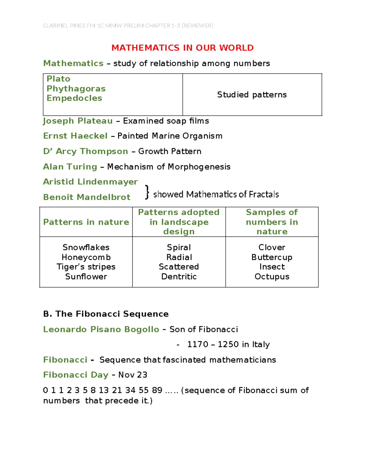 MMW Prelim Reviewer: Chapter 1 - Mathematics in Our World - Studocu