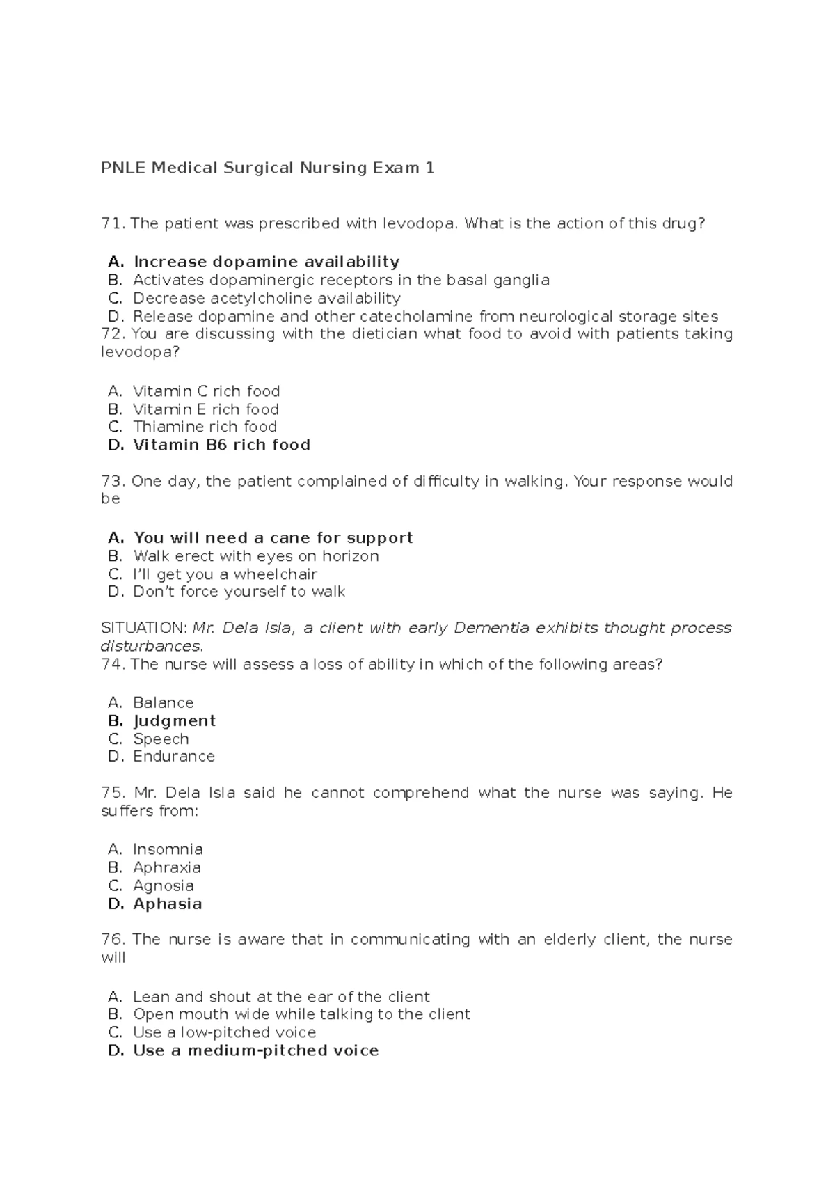 PART 4 PNLE Medical Surgical Nursing Exam 1 - PNLE Medical Surgical ...