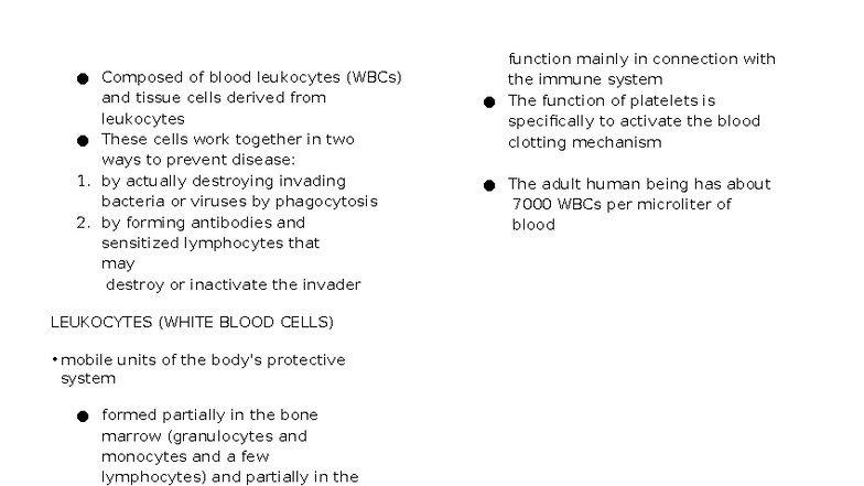Physiology of White Blood Cells (WBCs) - Key Functions and Types - Studocu
