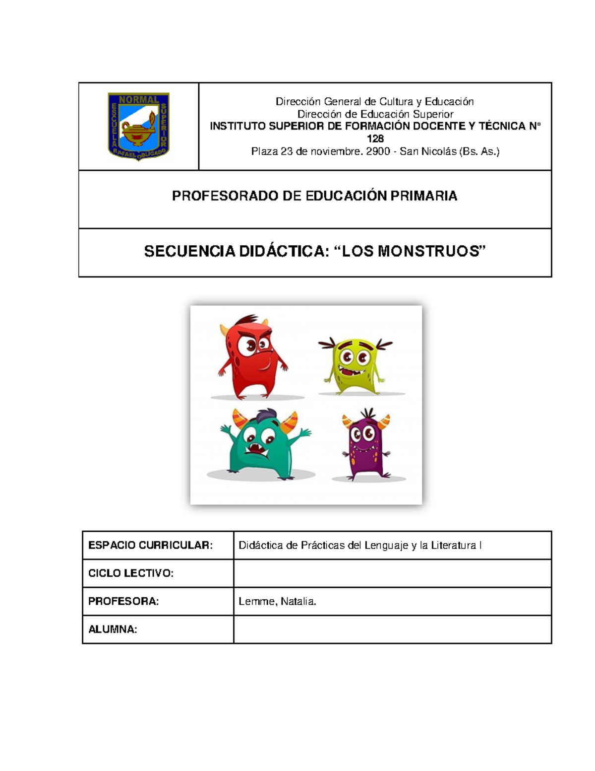 Secuencia Didáctica: "Los Monstruos" - Primer Ciclo de Educación ...