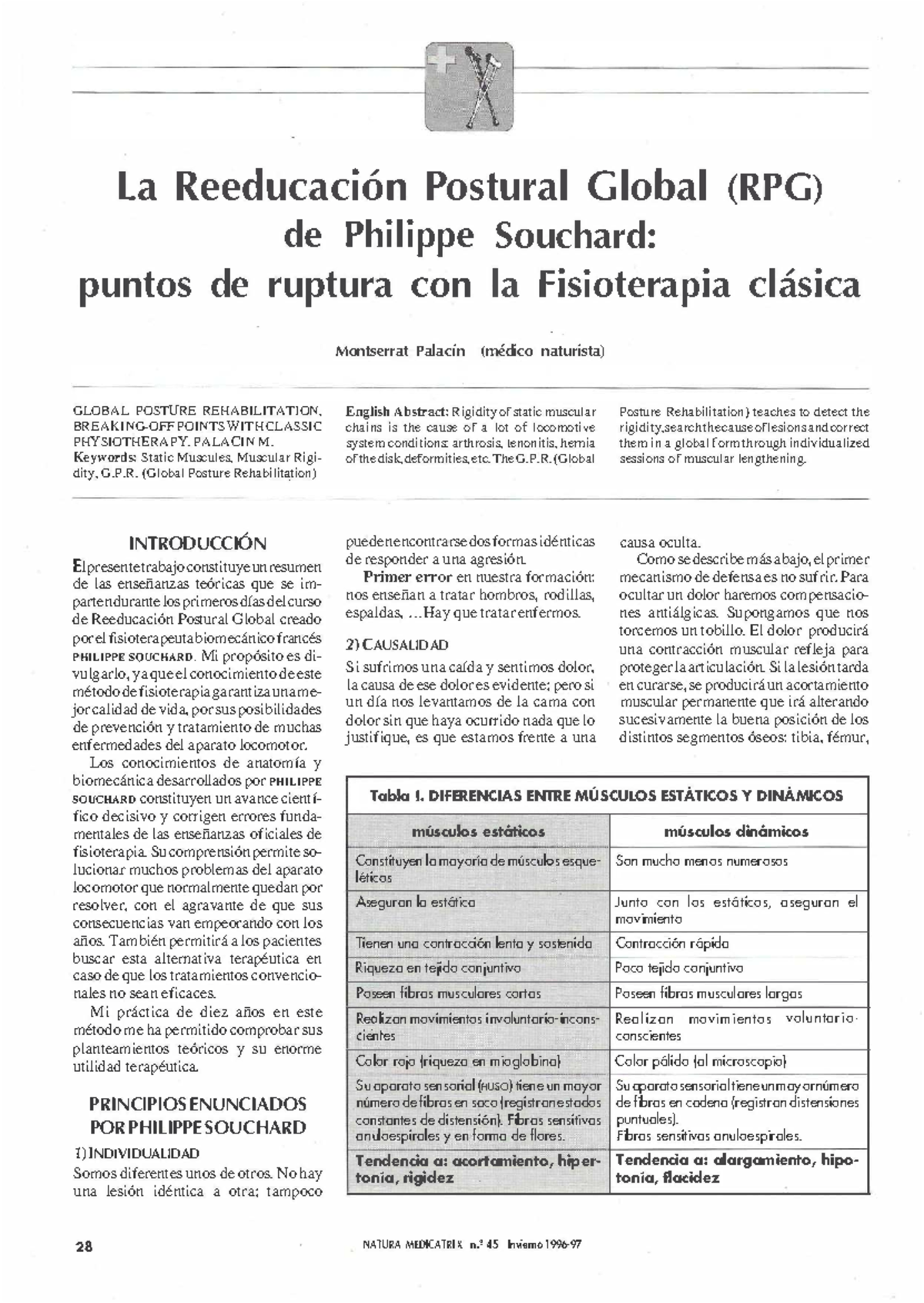 Reeducación Postural Global (RPG) de Philippe Souchard: Fundamentos y ...