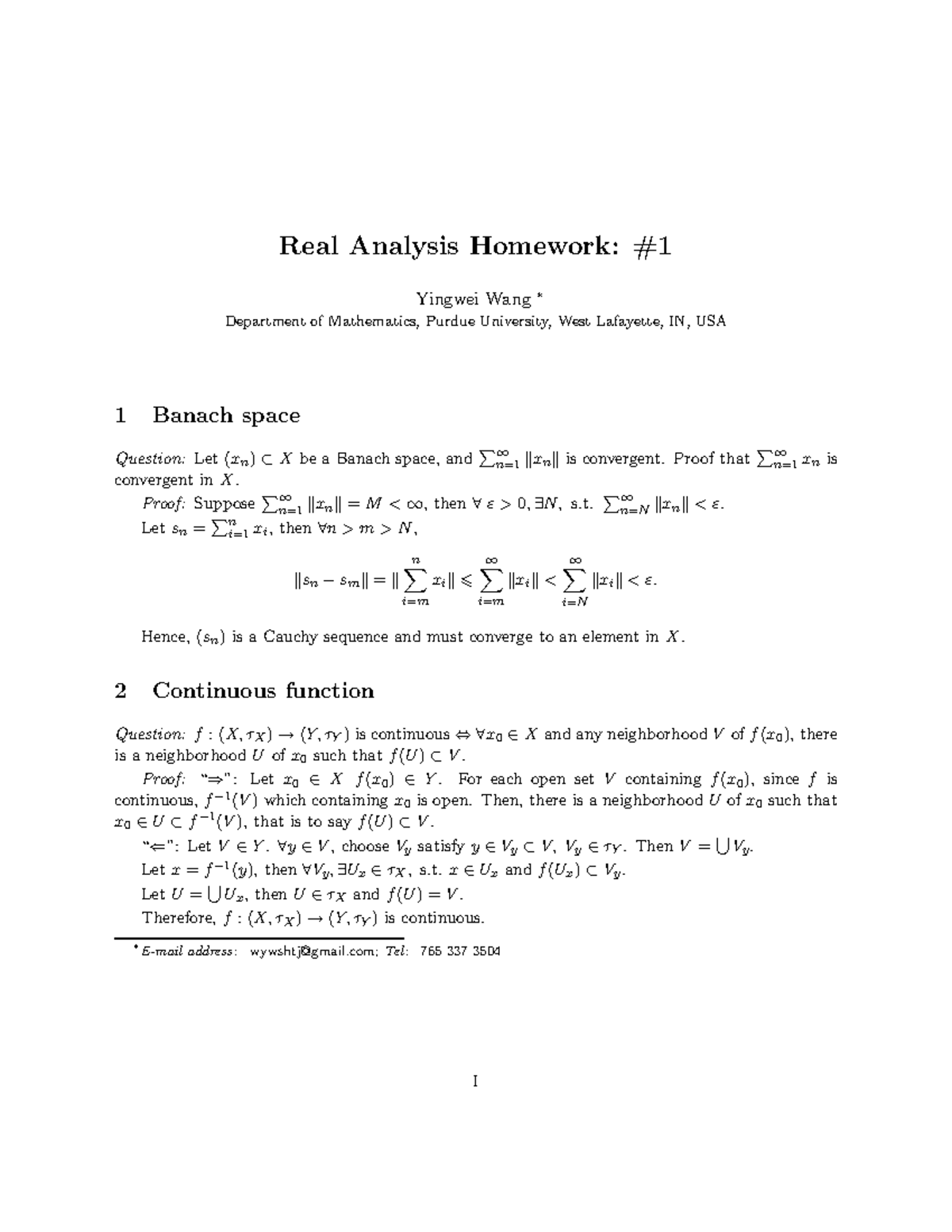 Real-1 - Homework Solutions on Banach Spaces and Measure Theory - Studocu
