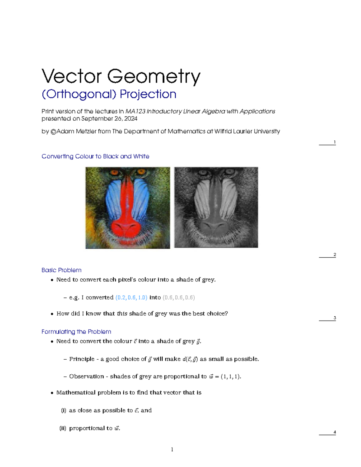 MA123 Projection Notes: Understanding Vector Geometry Concepts - Studocu