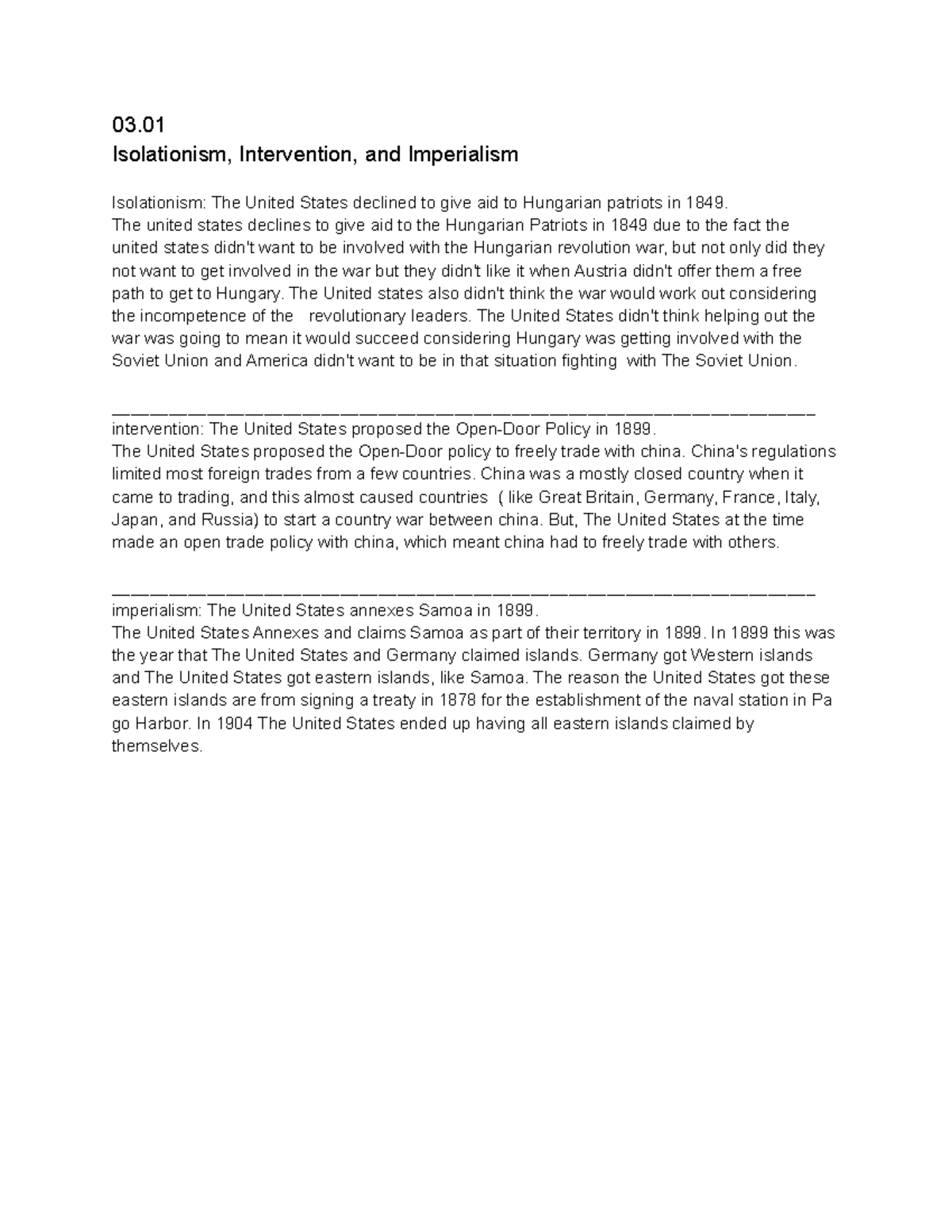 03.01 Isolationism, Intervention, and Imperialism: Historical Overview ...