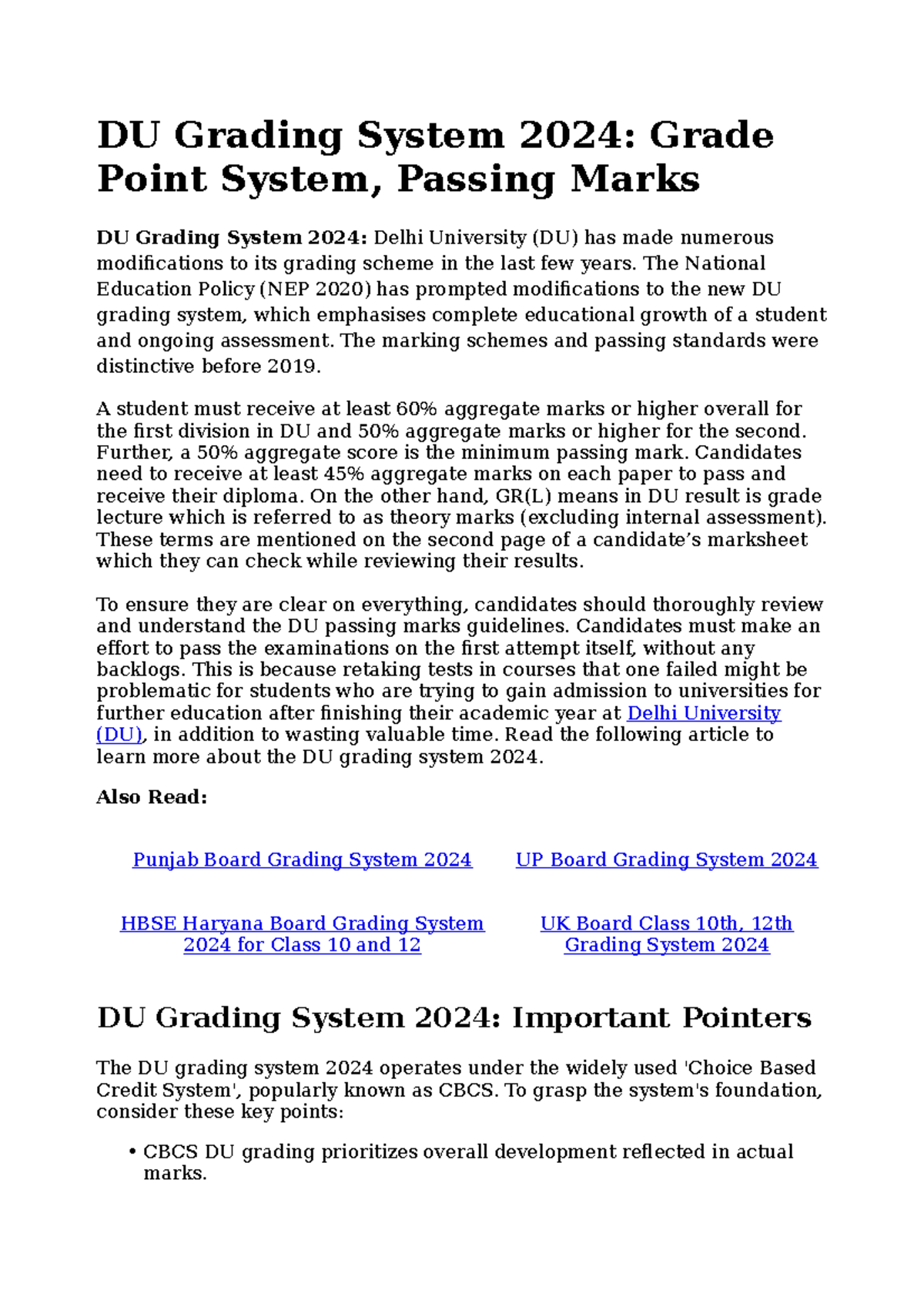 DU Grading System 2024: Key Insights and Passing Marks Explained - Studocu