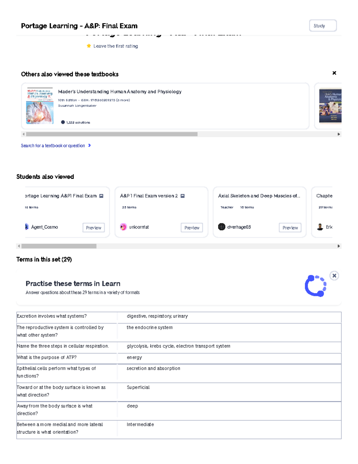 Portage Learning A&P 1: Final Exam Study Guide and Review - Studocu