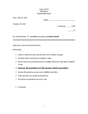 Civics And Citizenship - Open - Grade: 10 - High School - Canada - Studocu