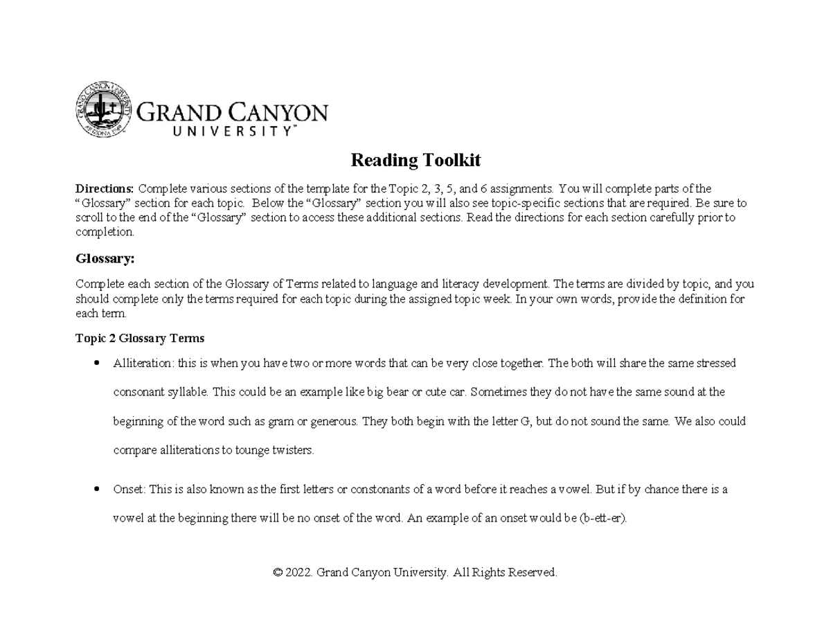 ELM 315 Week 2 Glossary and Phonological Awareness Chart - Studocu
