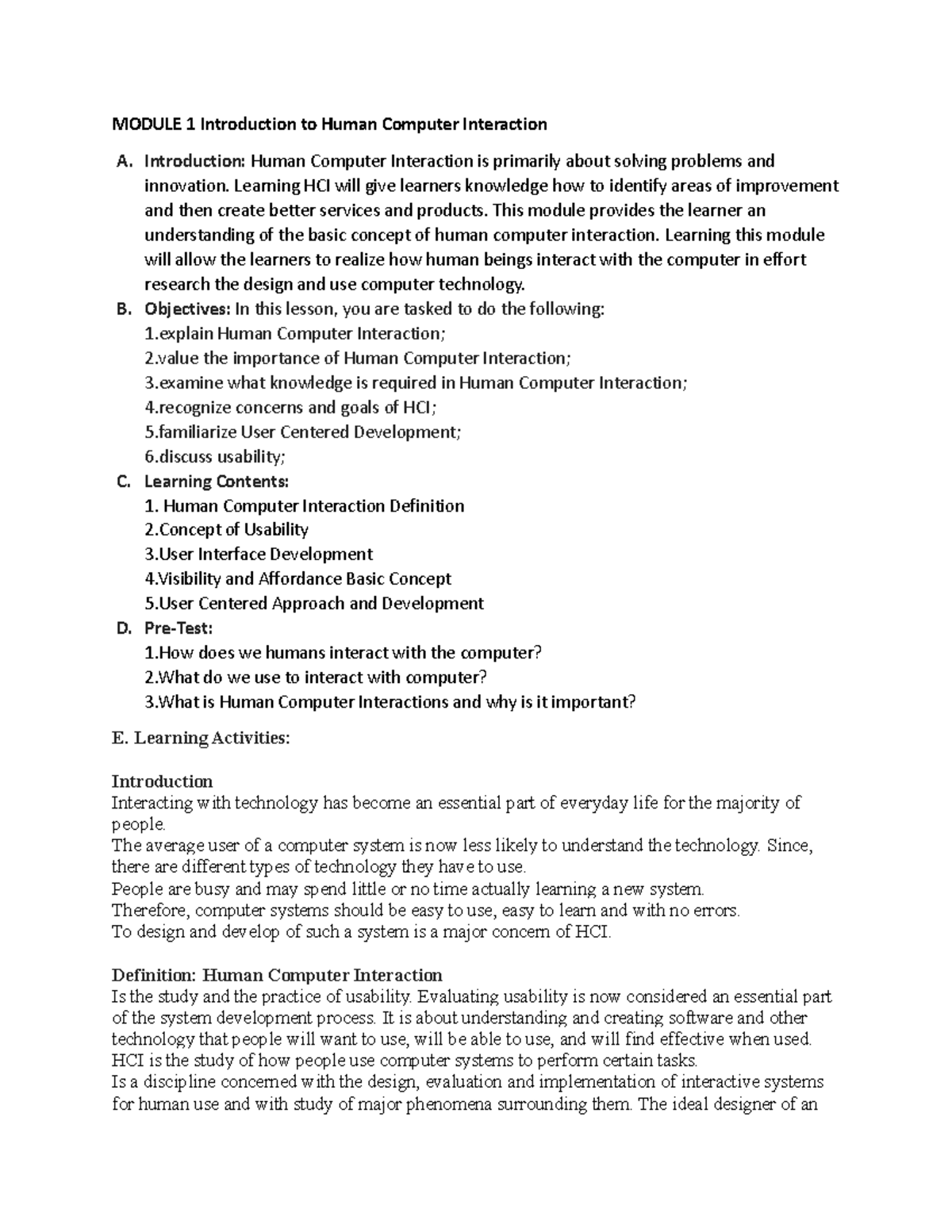 Module 1: Intro to Human-Computer Interaction (HCI) Concepts & Goals ...