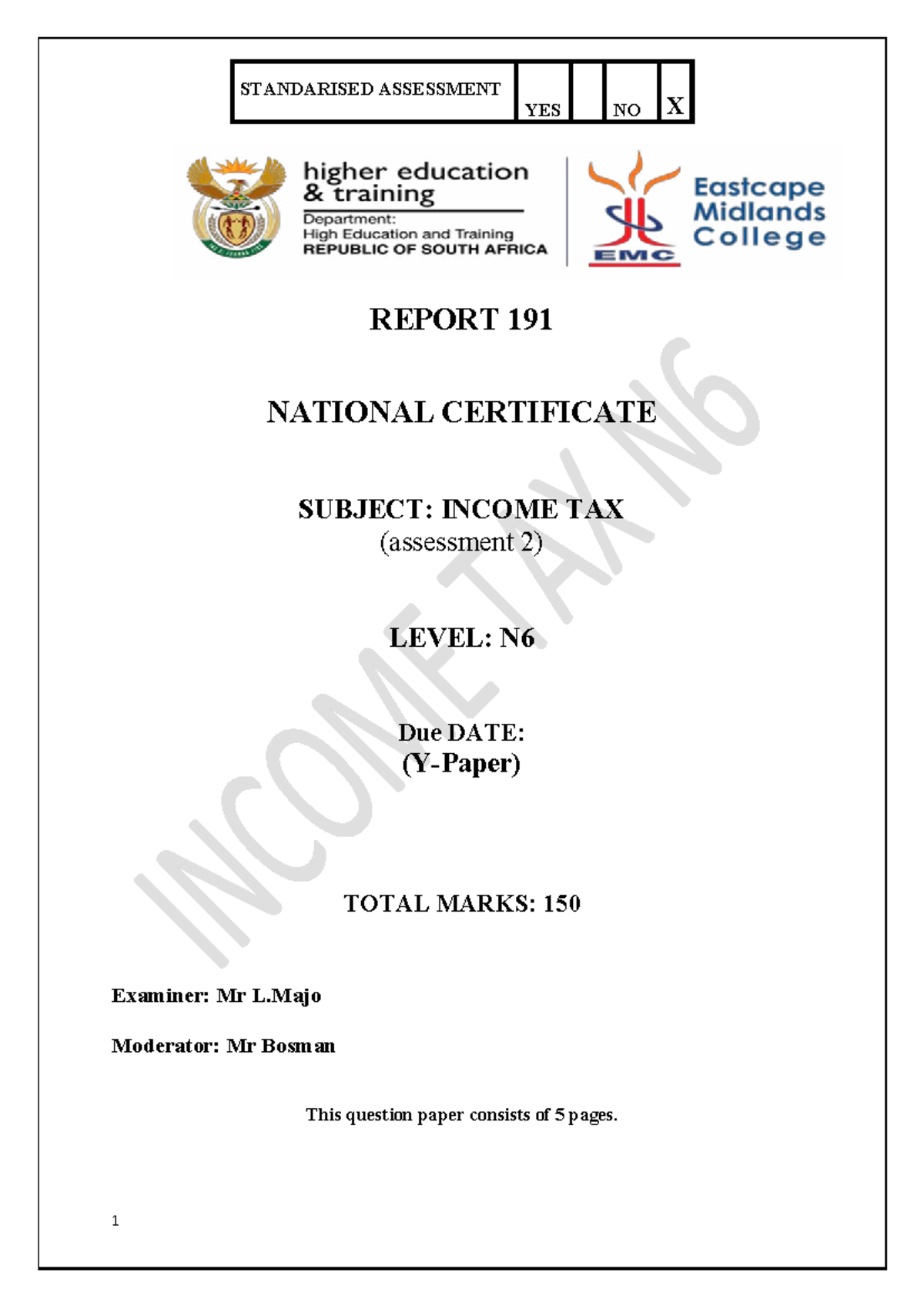 Income Tax N6 Assessment 2 Report: Tax Calculations & Provisional ...