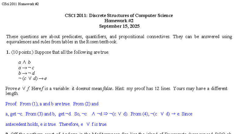 CSCI 2011 Homework: Discrete Structures Questions and Proofs - Studocu
