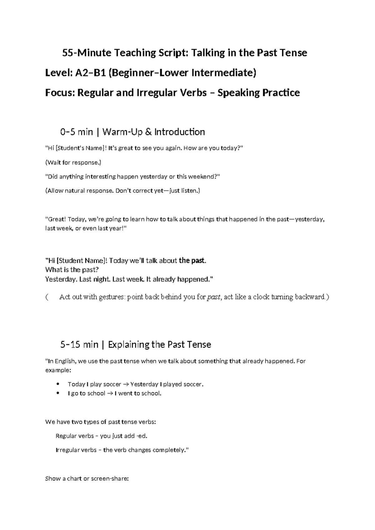 Preply Lesson: Teaching Past Tense (Intermediate) - Verbs Practice ...