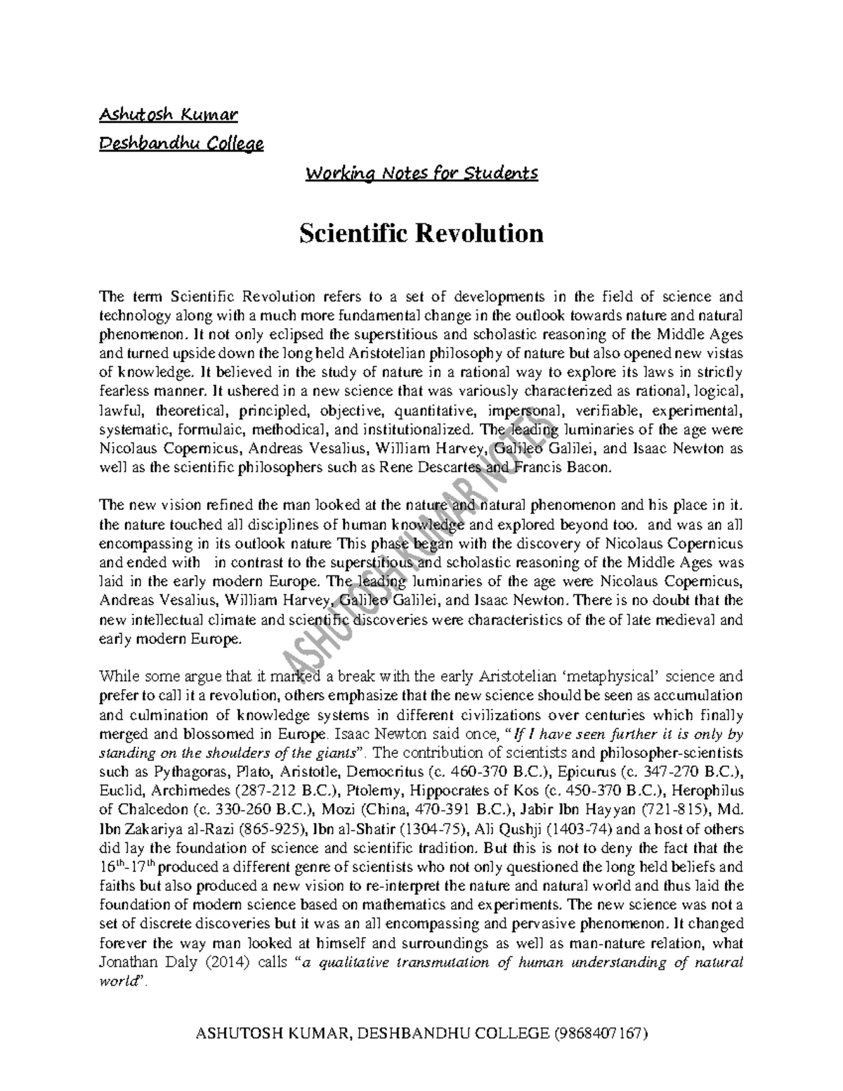 Final Exam Notes on Scientific Revolution - DBC - Studocu