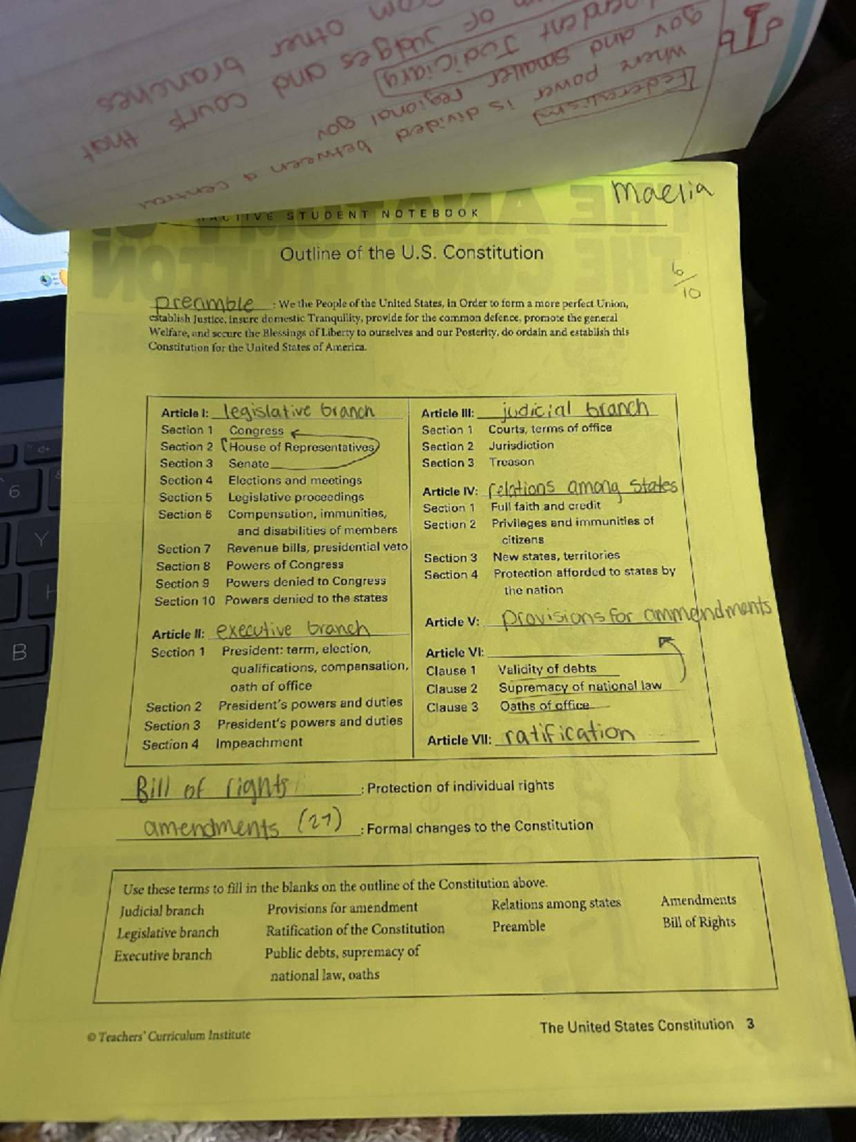 Final Exam Study Guide for Course XYZ: U.S. Constitution Outline - Studocu