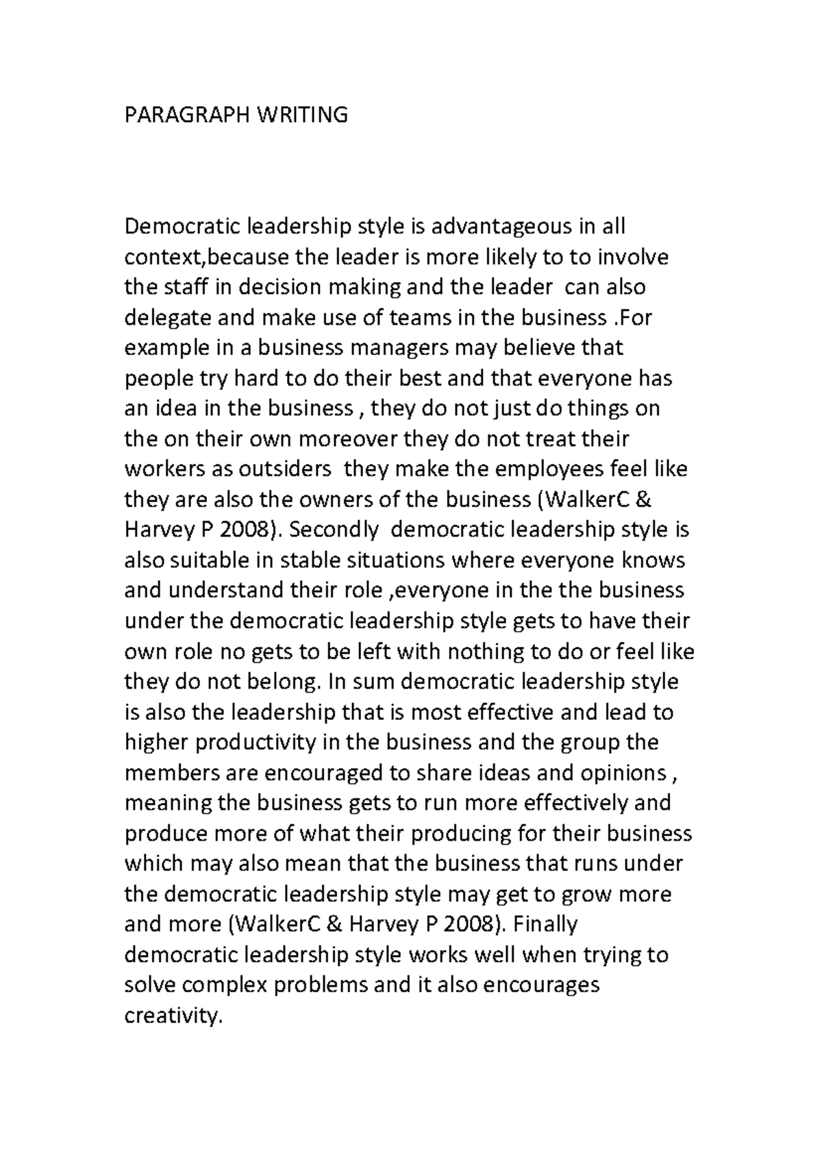 2020886194 MN Paragrapg Writing Draft 2 - PARAGRAPH WRITING Democratic ...