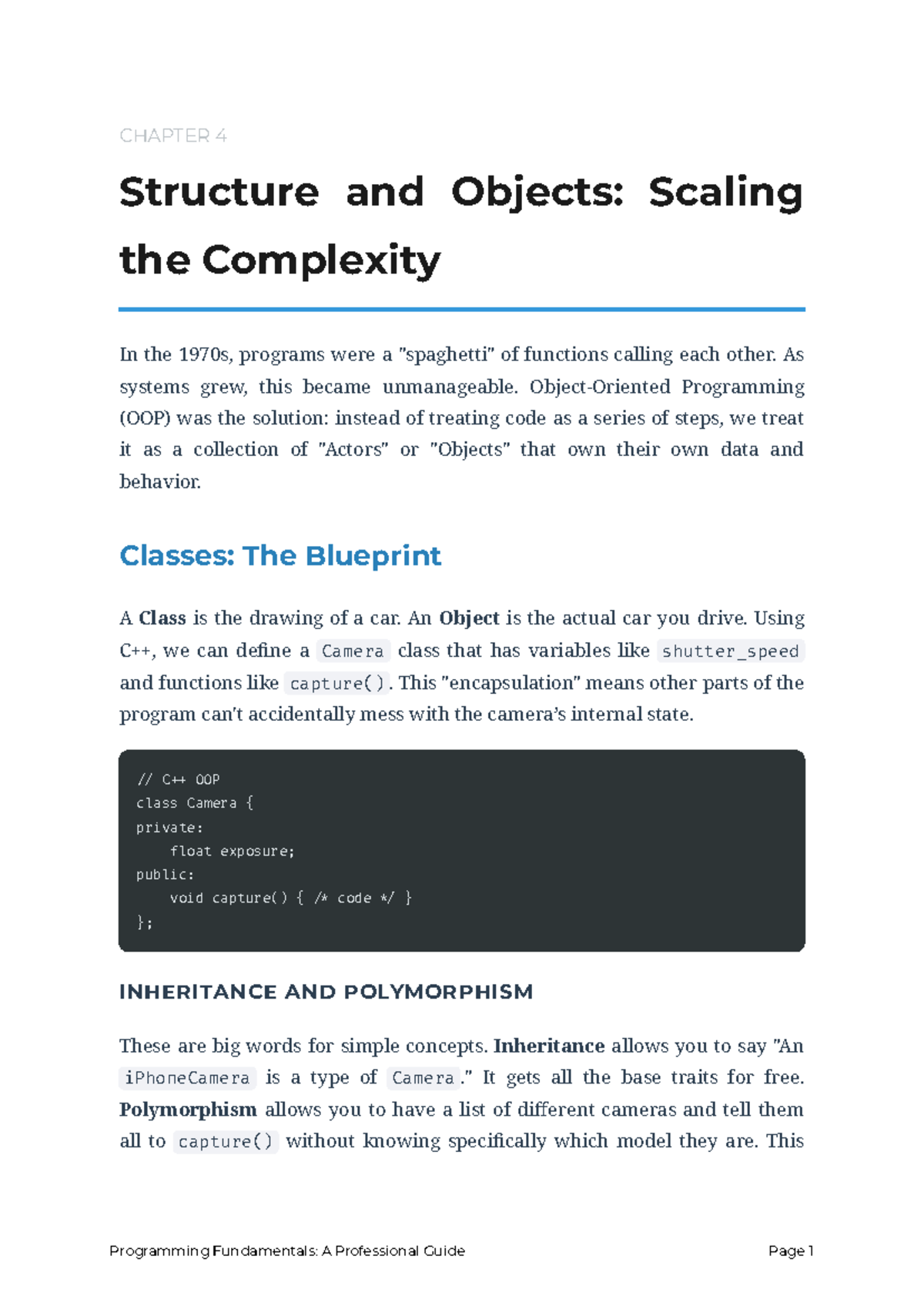 CHAPTER 4: OOP Concepts - Structure, Classes, and Inheritance - Studocu
