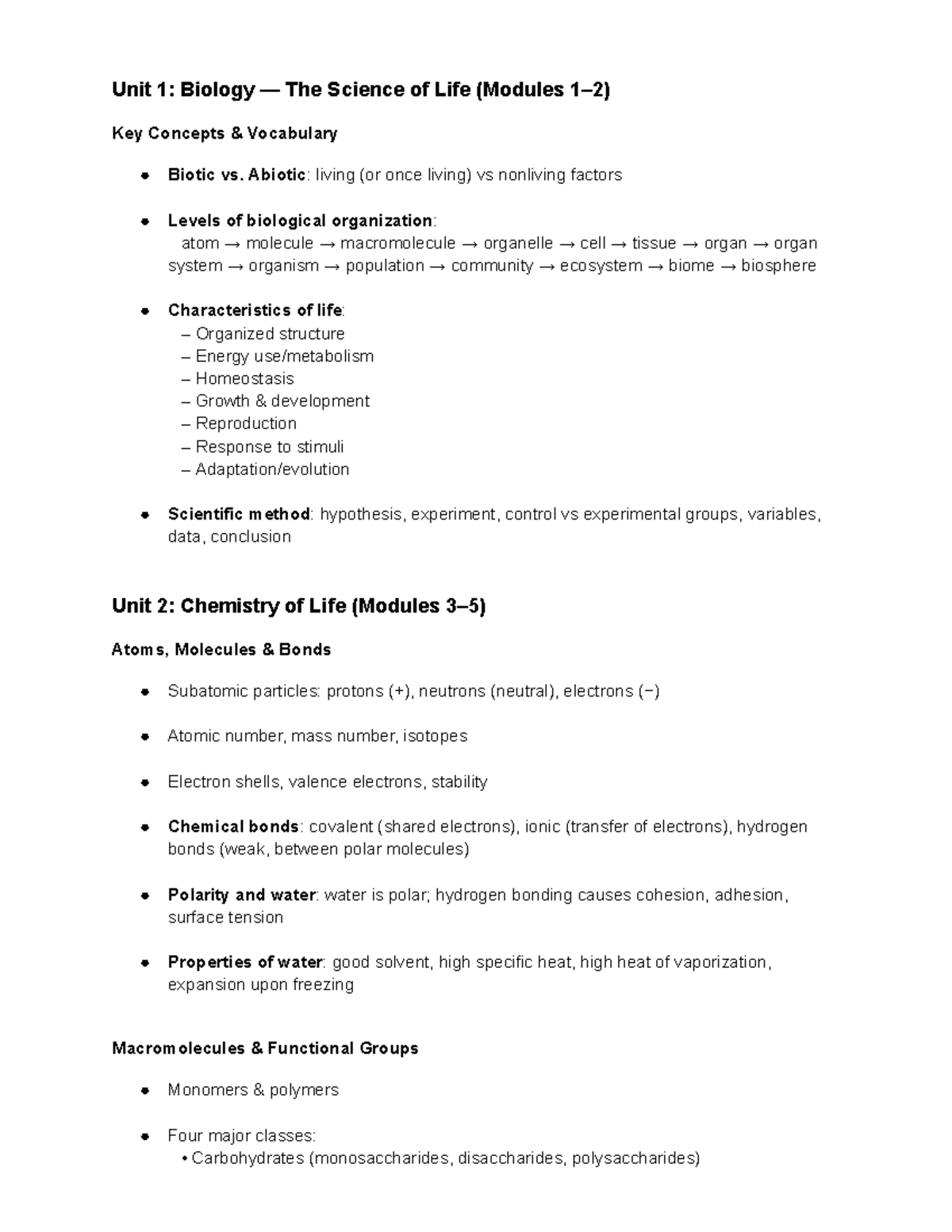 WGU C190 – Intro to Biology Study Guide: Key Concepts & Modules - Studocu