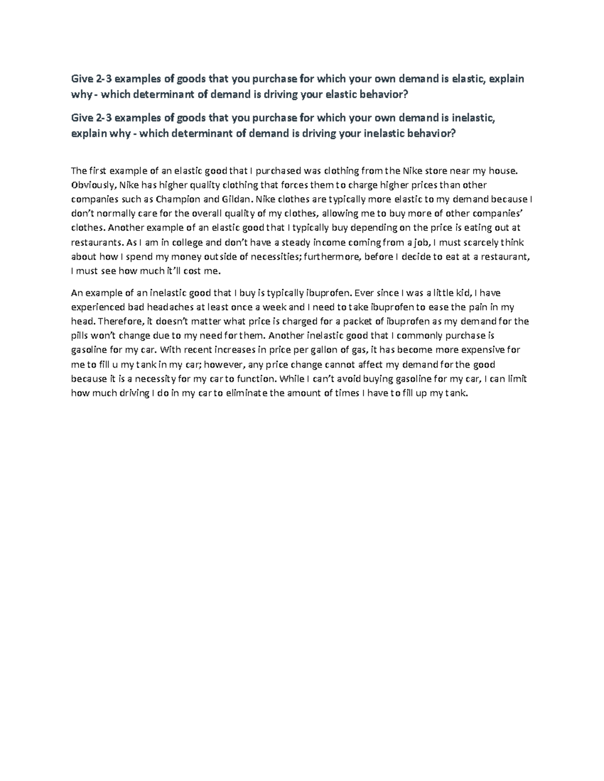 ECON 101 - Elastic vs Inelastic Demand: Personal Examples & Analysis ...