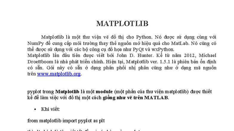 MATPLOTLIB: Hướng Dẫn Sử Dụng Thư Viện Vẽ Đồ Thị Python - Studocu