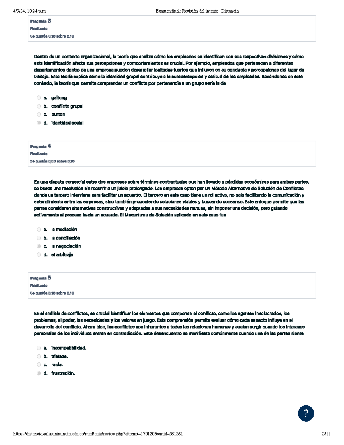 Examen Final Resolución de Conflictos - Intento 1 Análisis y Respuestas ...