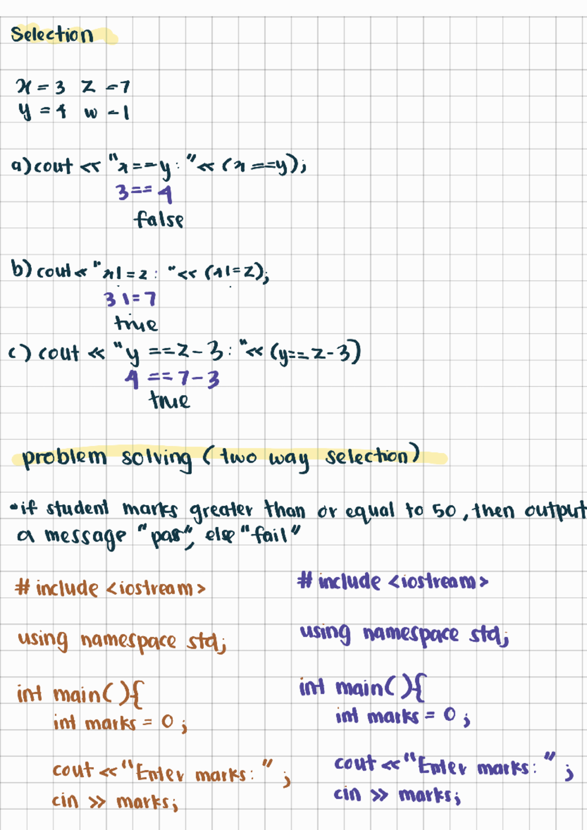 CSC126 Selection and Control Structures Notes - Studocu